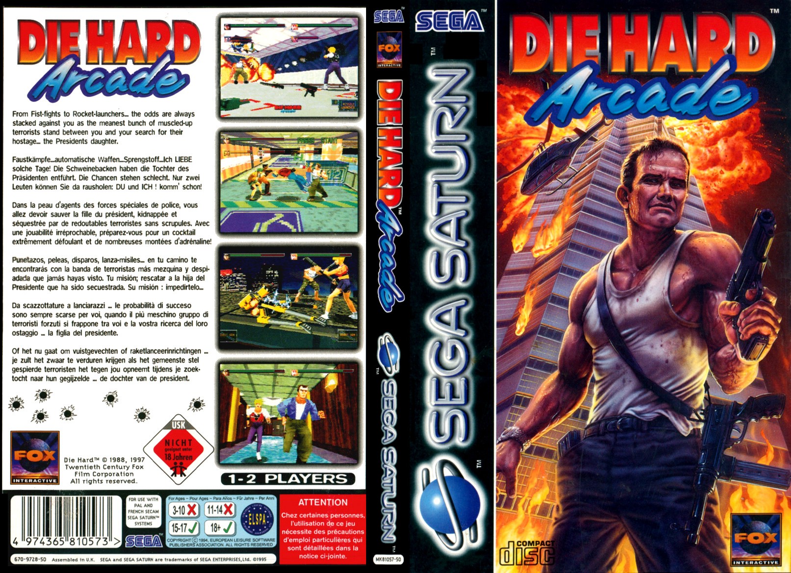 Sega Saturn D Die Hard Arcade E Game Covers Box Scans Box Art CD Labels ...