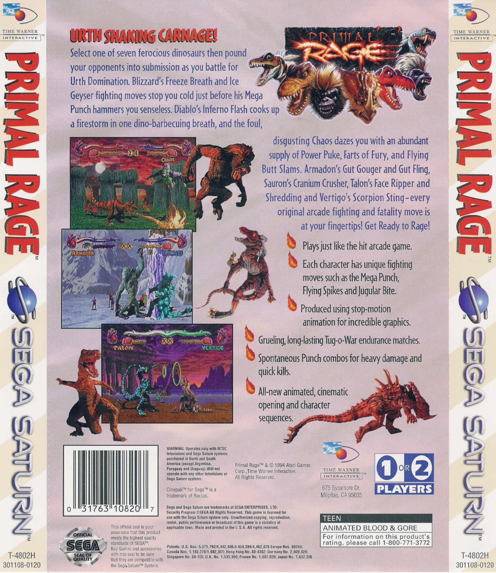 Sega Saturn P Primal Rage U Game Covers Box Scans Box Art CD Labels ...