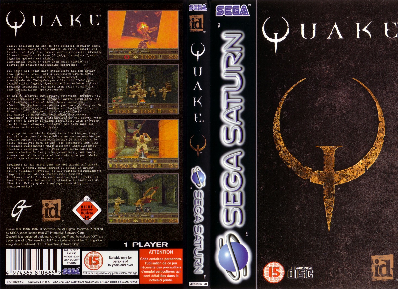 Sega Saturn Q Quake E Game Covers Box Scans Box Art CD Labels Cart Labels