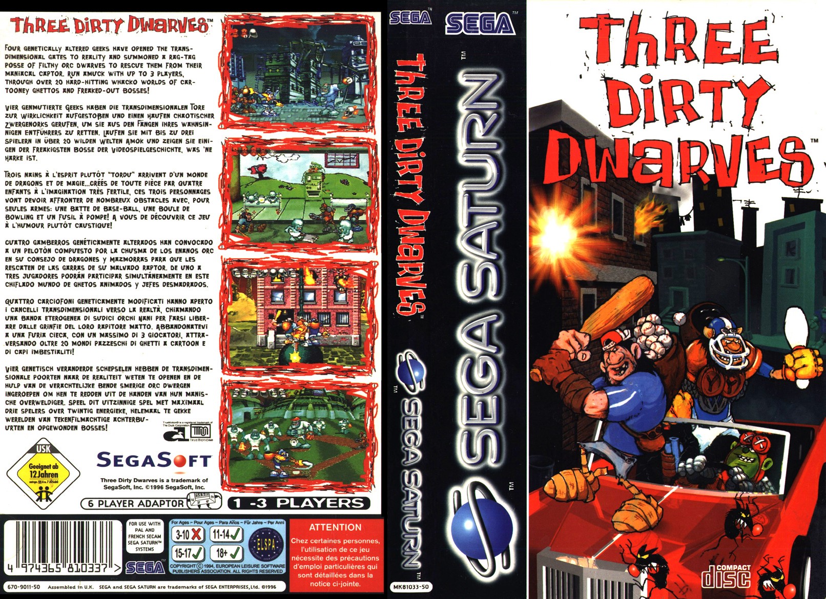 Sega Saturn T Three Dirty Dwarves E Game Covers Box Scans Box Art CD ...