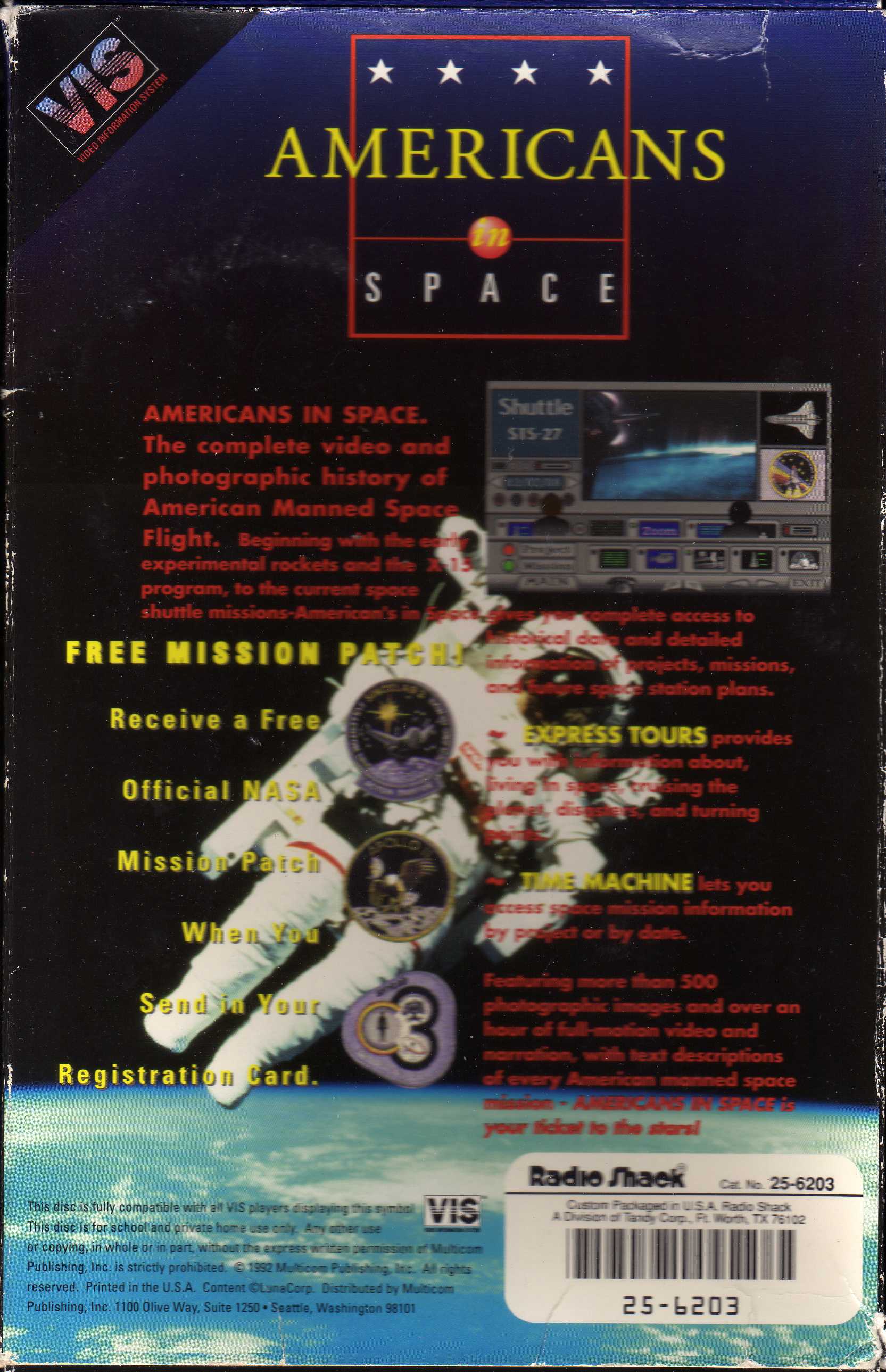Tandy Radio Shack VIS Americans in Space vis Game Covers Box Scans Box ...
