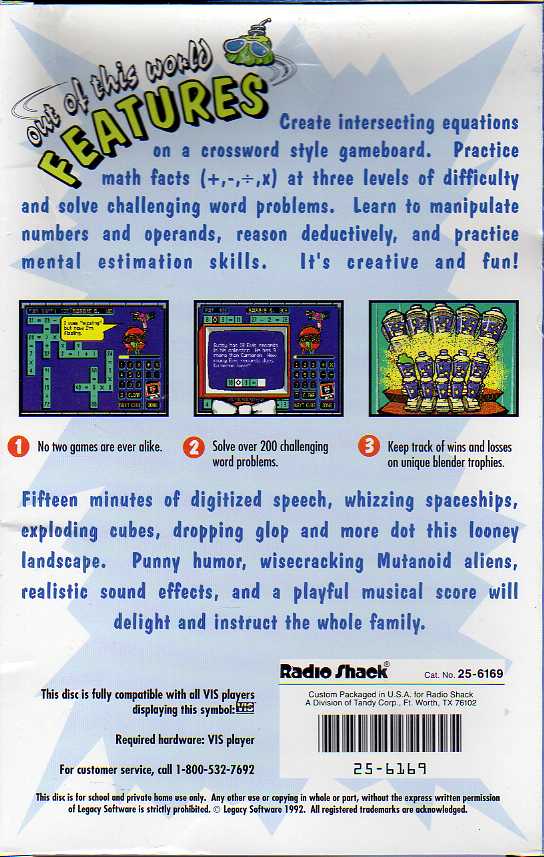 Tandy Radio Shack VIS Mutanoid Math Challenge vis Game Covers Box Scans ...